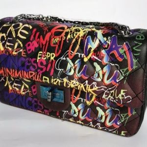 Bags | Graffiti Handbags For Women Cute Leather Shoulder Purse Bags ...
